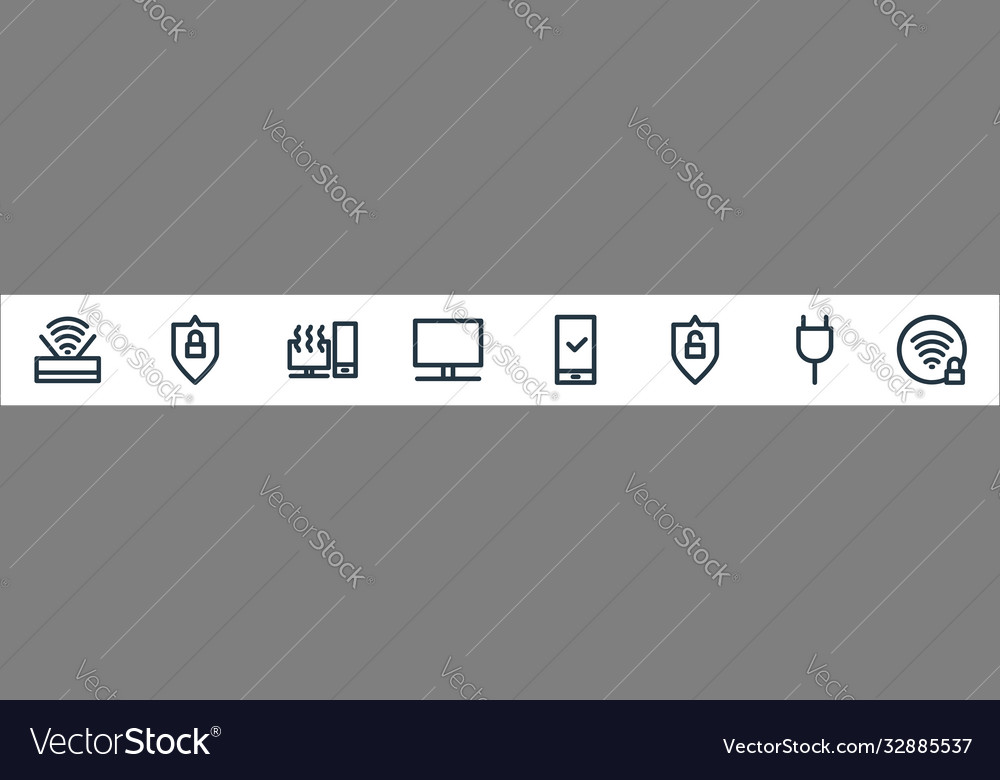 Computer hardware line icons linear set quality Vector Image