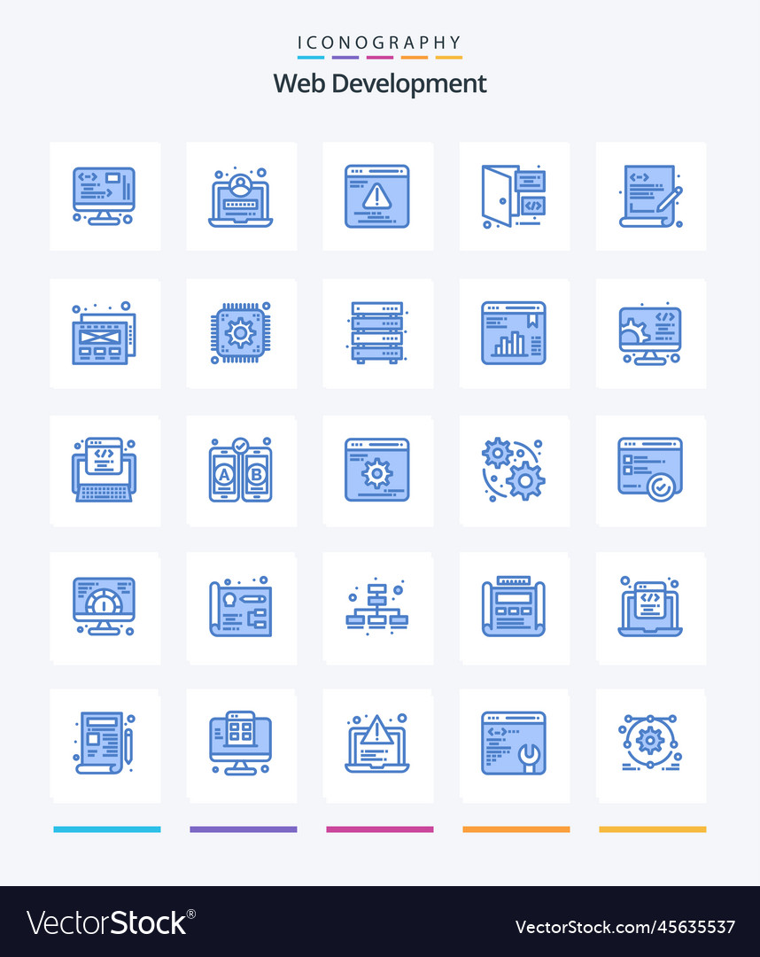 Creative web development 25 blue icon pack Vector Image