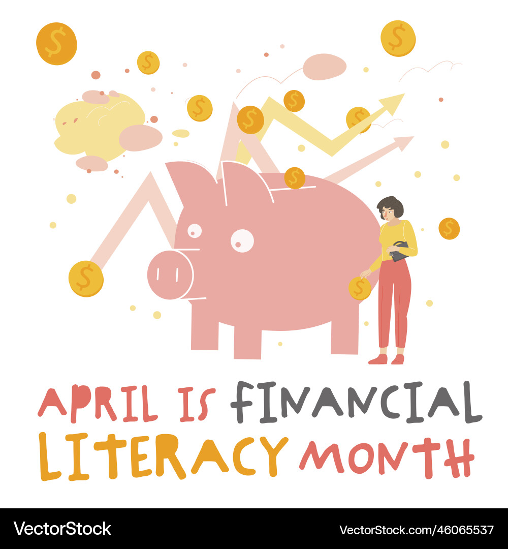 Financial literacy month horizontal banner Vector Image