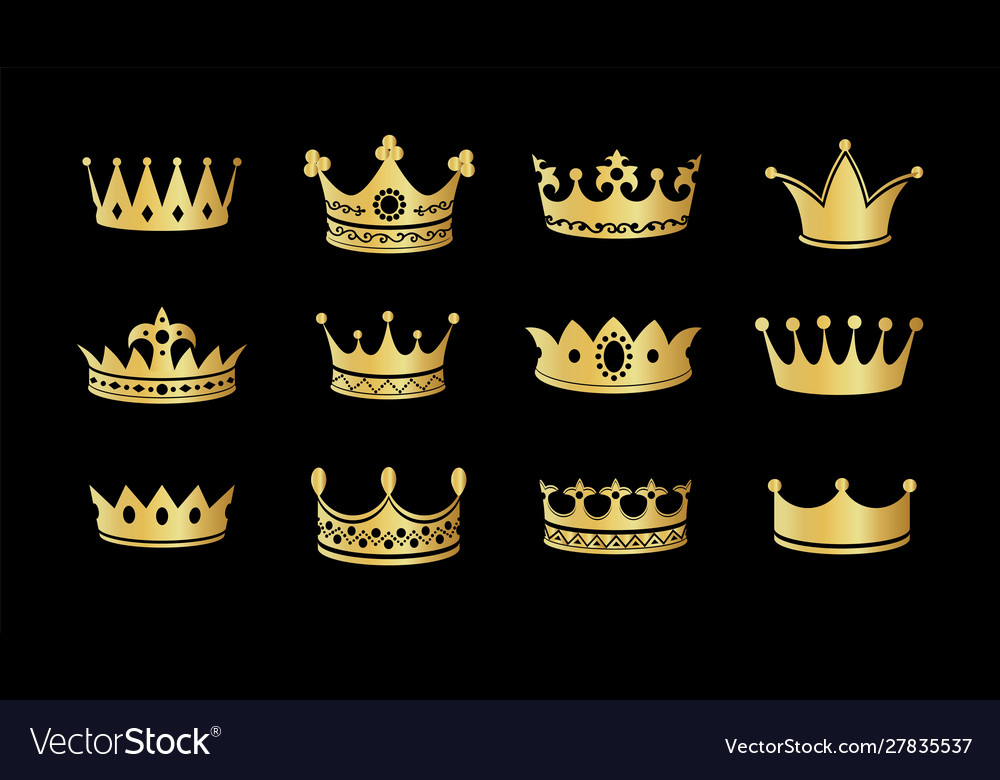 Gold crown silhouette icon set collections of Vector Image Gold crown silhouette icon set collections of Vector Image