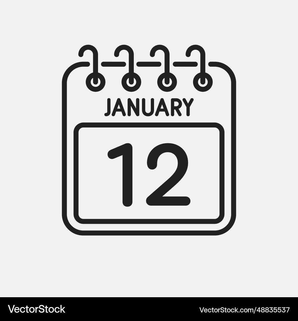 Icon page calendar day - 12 january Royalty Free Vector