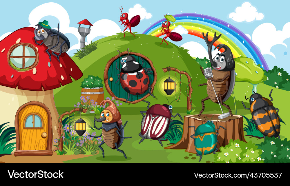 Insect at fantasy land Royalty Free Vector Image
