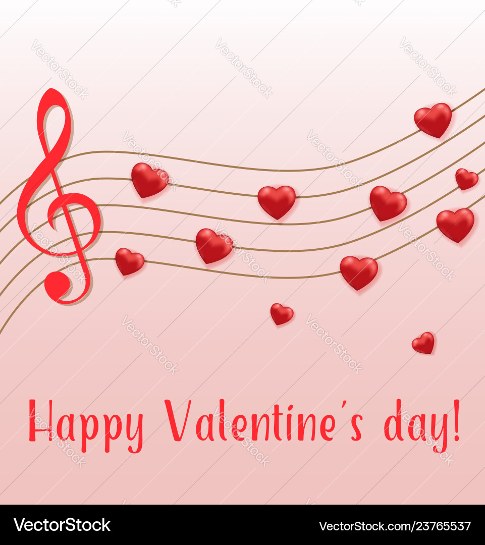 Music notes of red hearts Royalty Free Vector Image