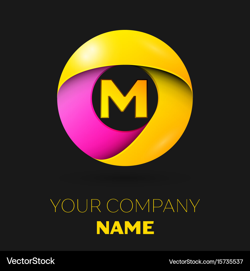 Realistic letter m logo in colorful circle Vector Image