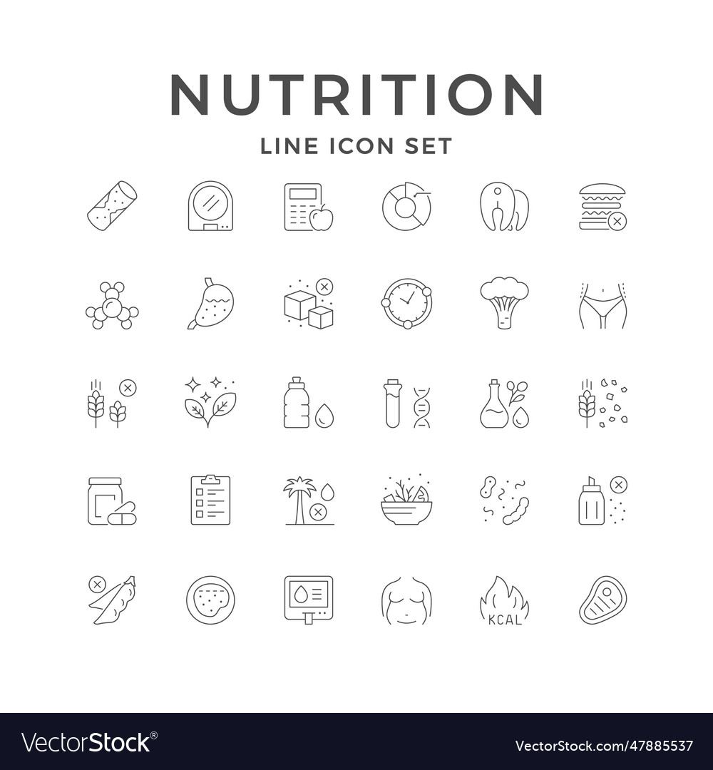 Set line icons of nutrition Royalty Free Vector Image