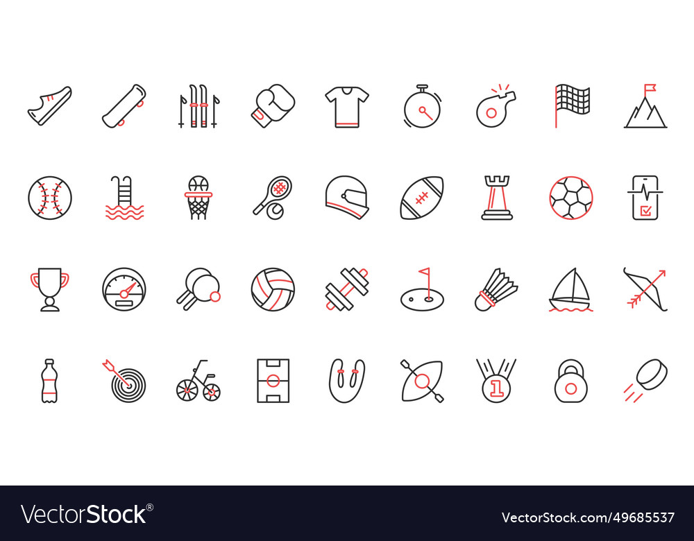 Sport training workout trendy red black thin line Vector Image