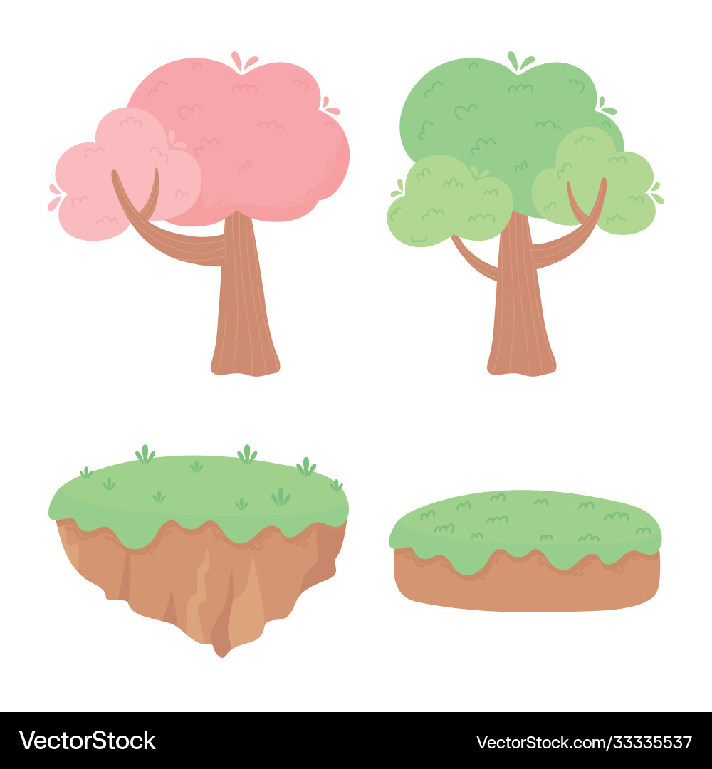 Trees forest ground grass anture foliage cartoon Vector Image
