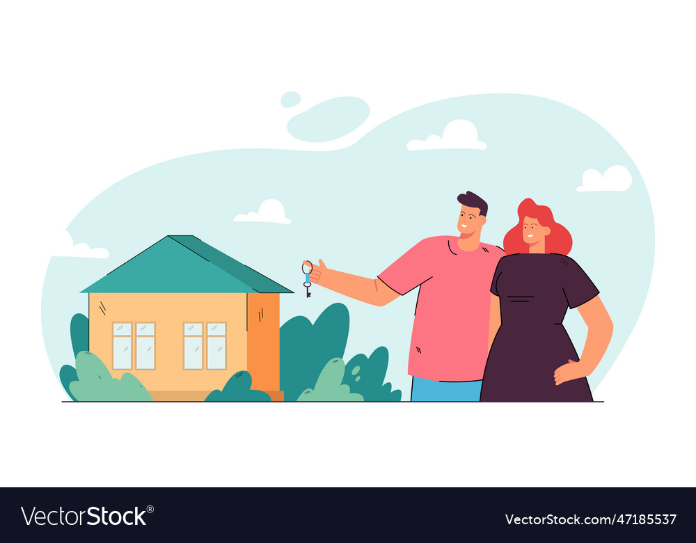Young couple buying new house Royalty Free Vector Image