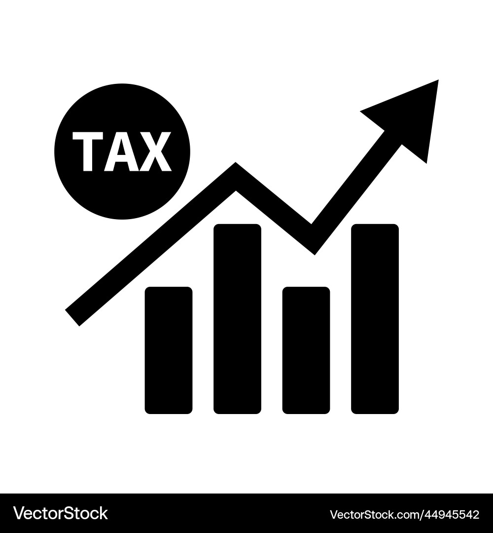 Bar graph icon of tax increase Royalty Free Vector Image