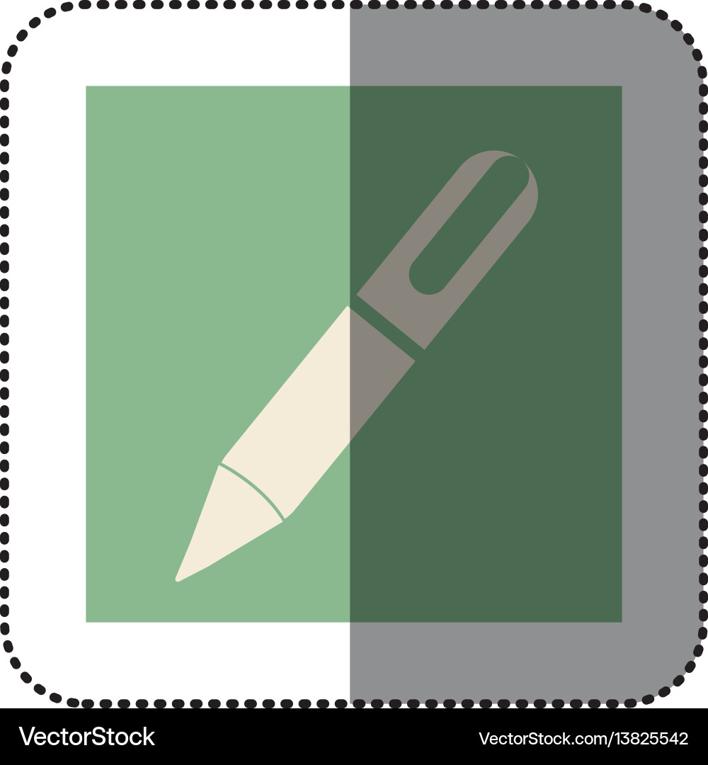 Color sticker square with pen icon Royalty Free Vector Image