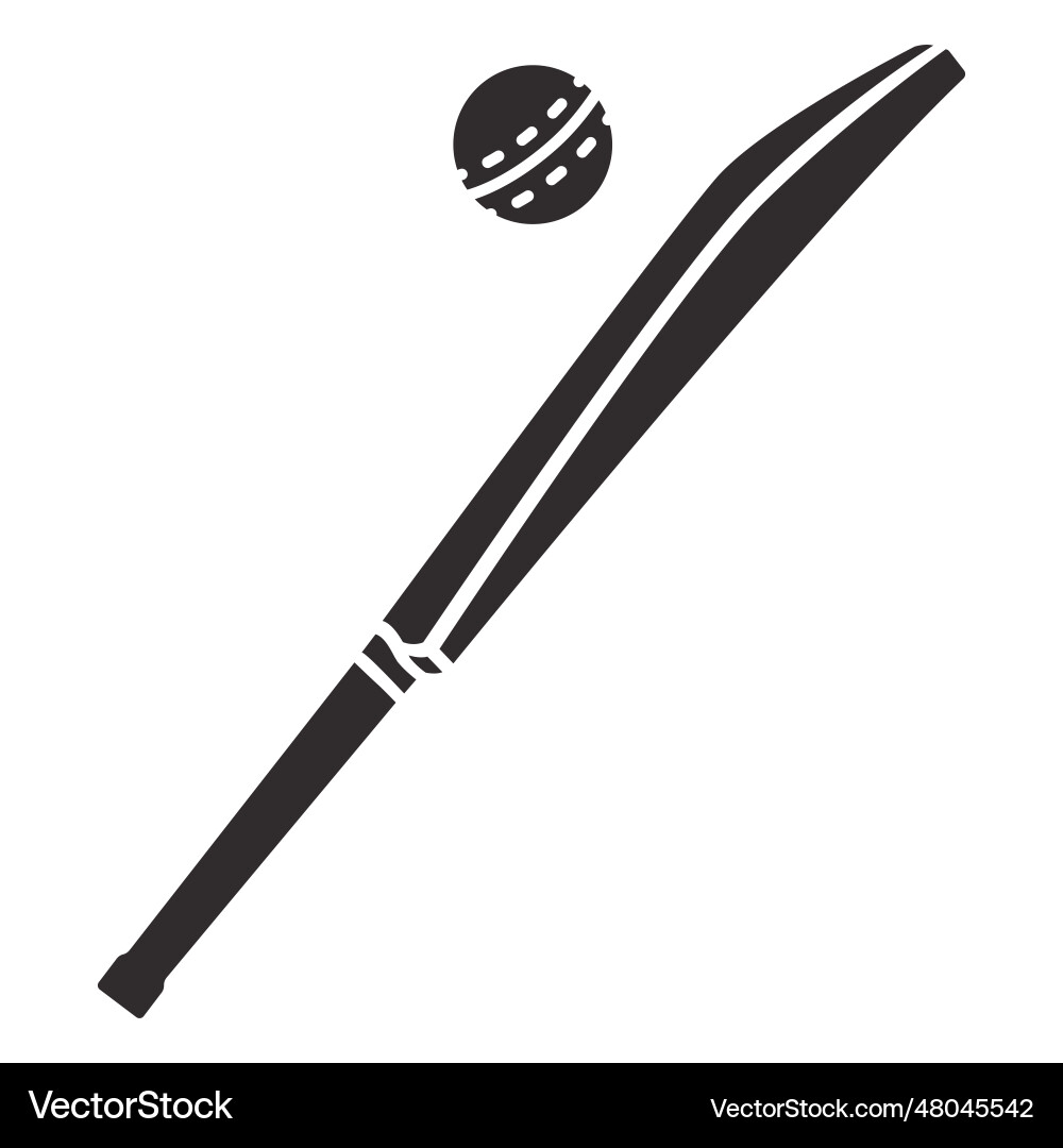 Cricket bat and ball cut out Royalty Free Vector Image