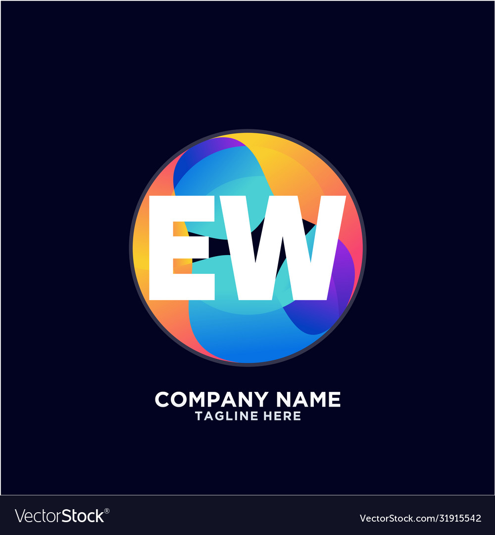 Ew initial logo with colorful circle template Vector Image