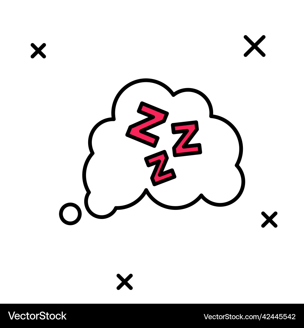 Filled outline sleepy icon isolated on white Vector Image