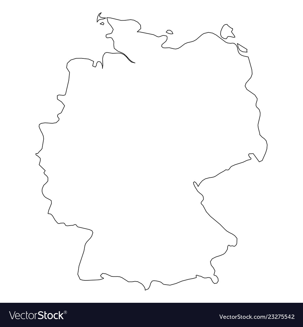 Germany - solid black outline border map Vector Image