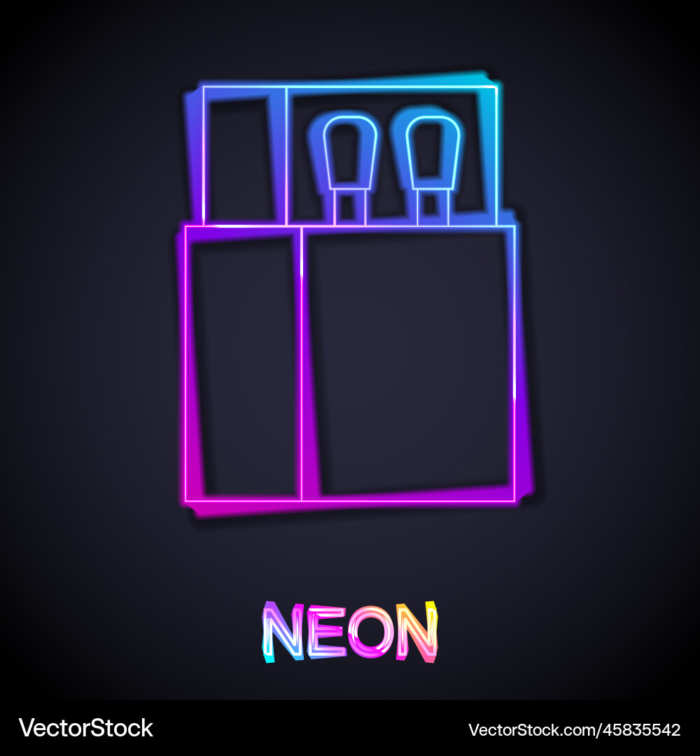 Glowing neon line open matchbox and matches icon Vector Image