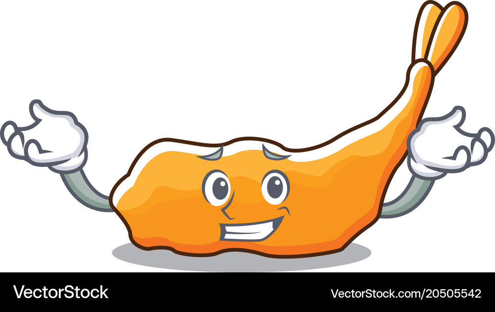 Grinning tempura character cartoon style Vector Image