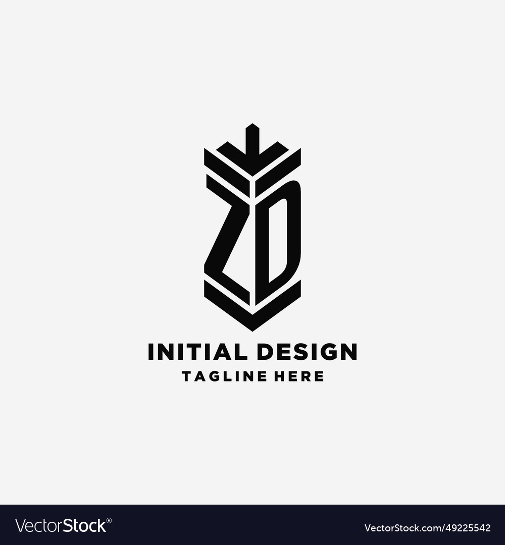 Initials zd shield logo design creative monogram Vector Image