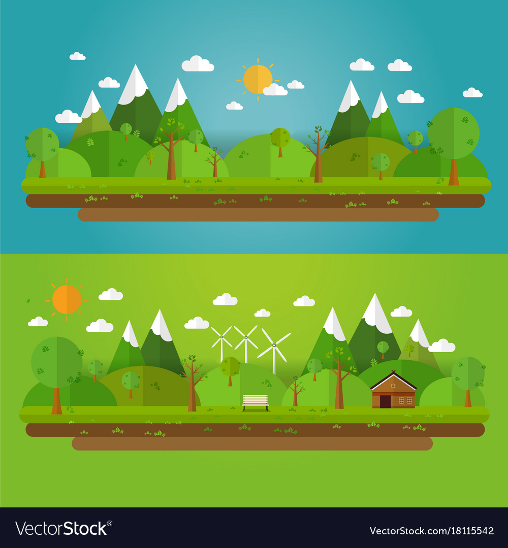 Natural landscape in the flat style a beautiful Vector Image