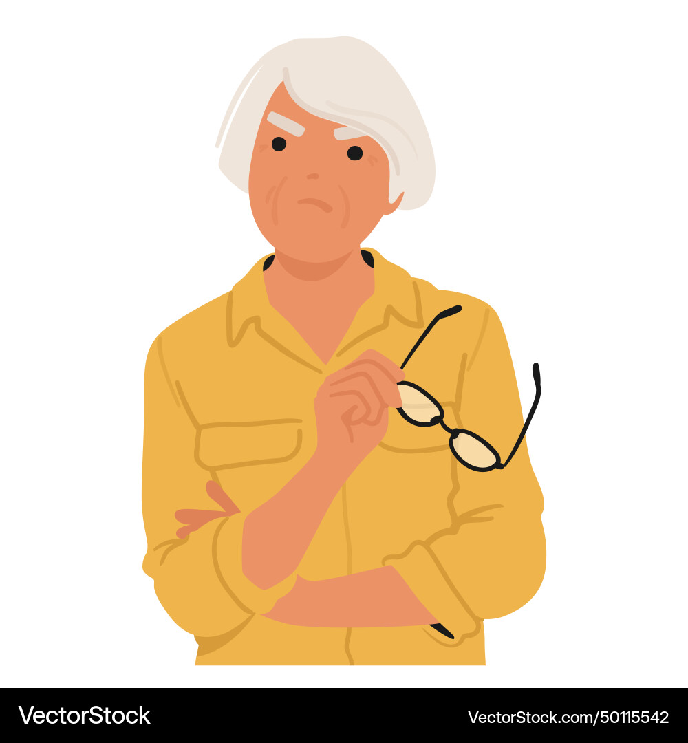 Offended elderly woman character scowled her Vector Image