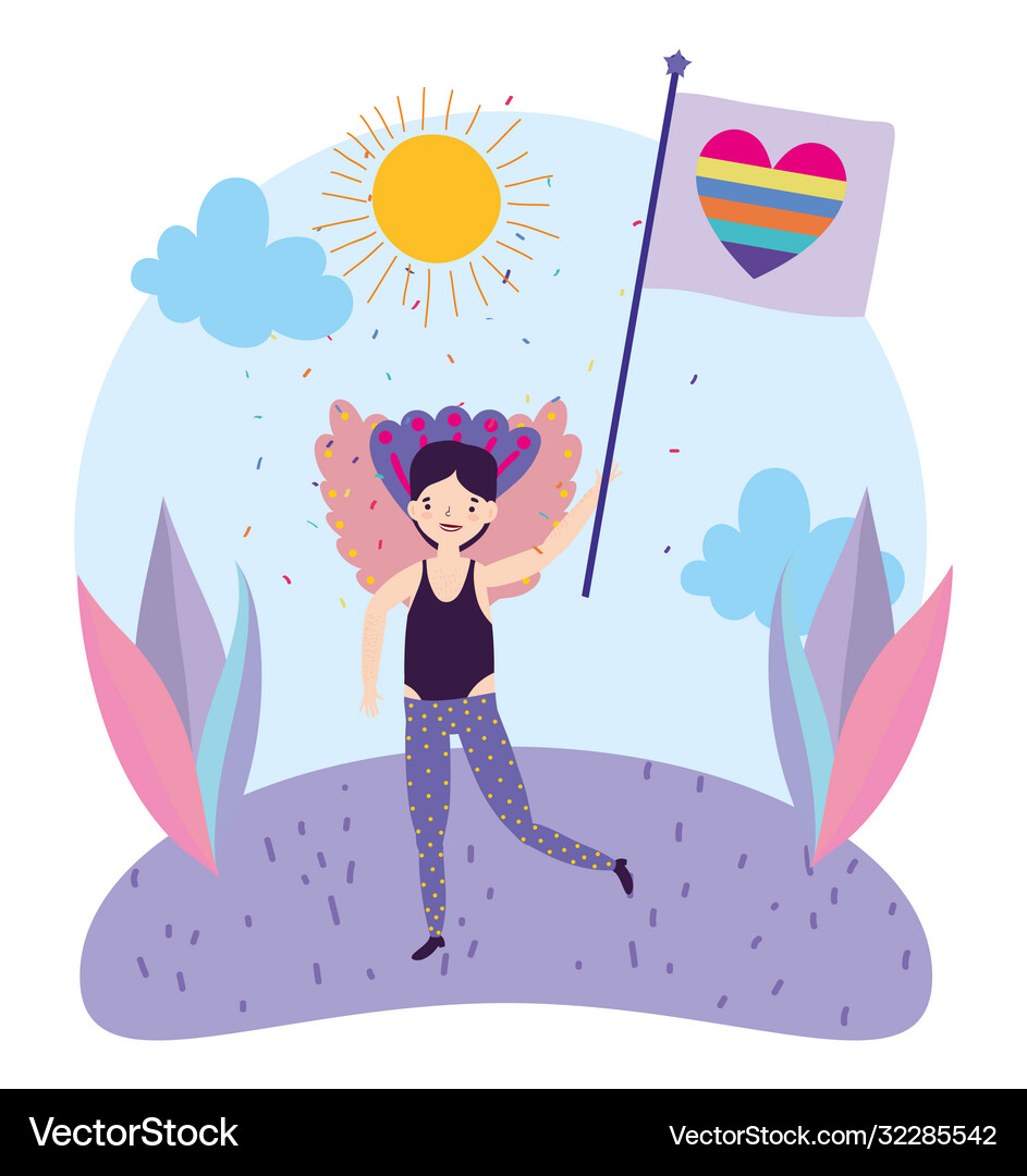 Pride parade lgbt community happy man Royalty Free Vector