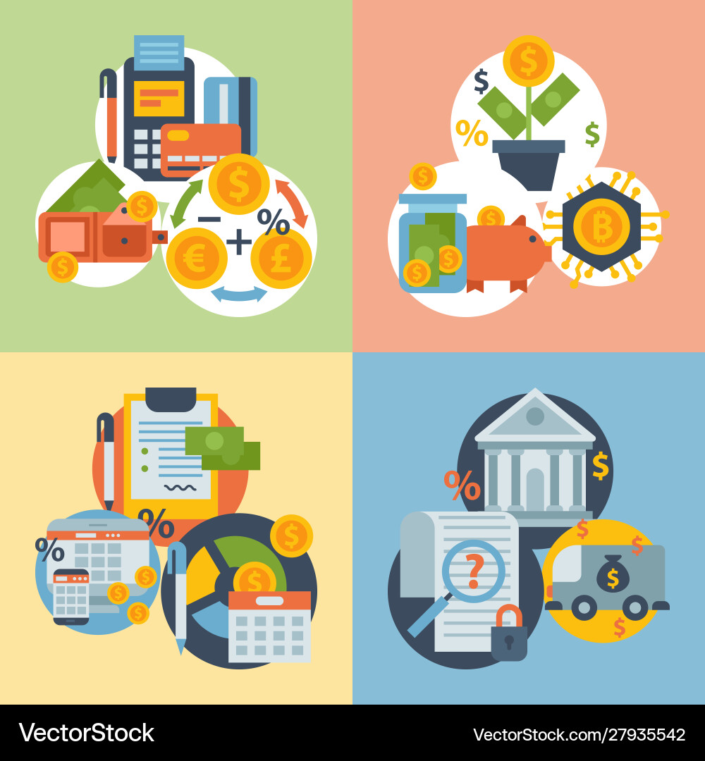 Web banners on line payments bank funds Royalty Free Vector