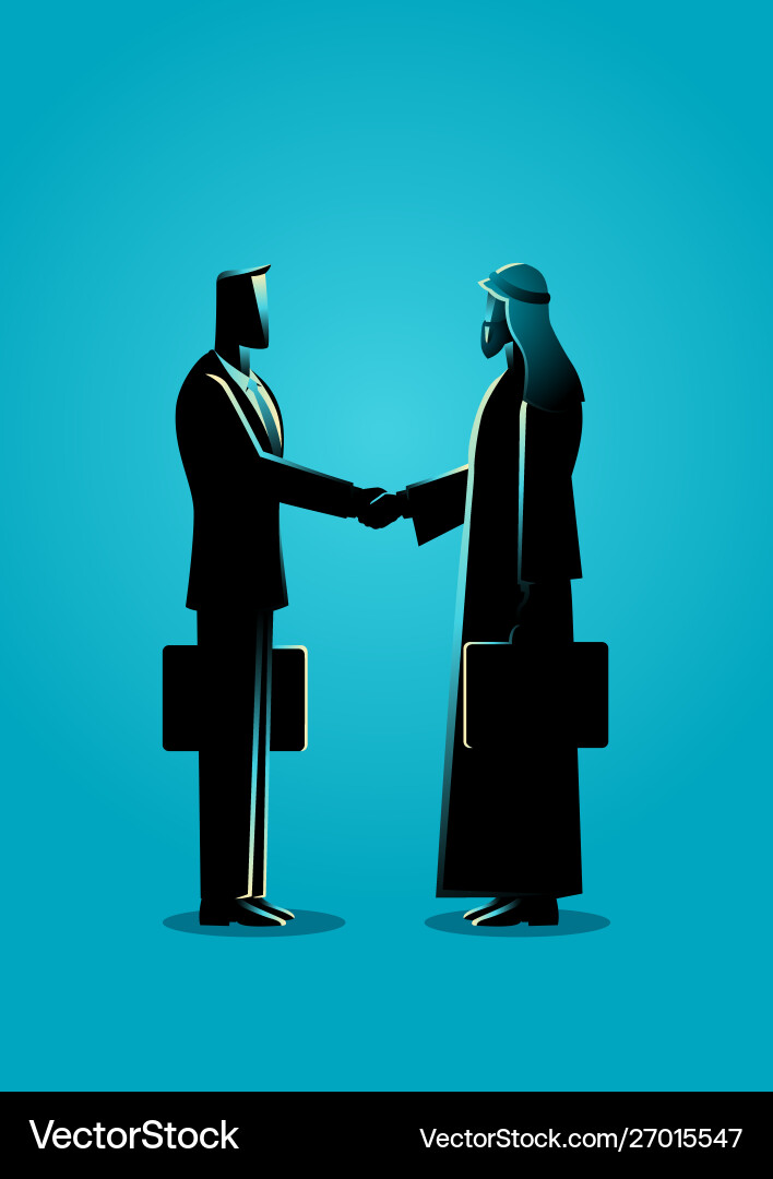 Arabic businessman shake hand with western Vector Image