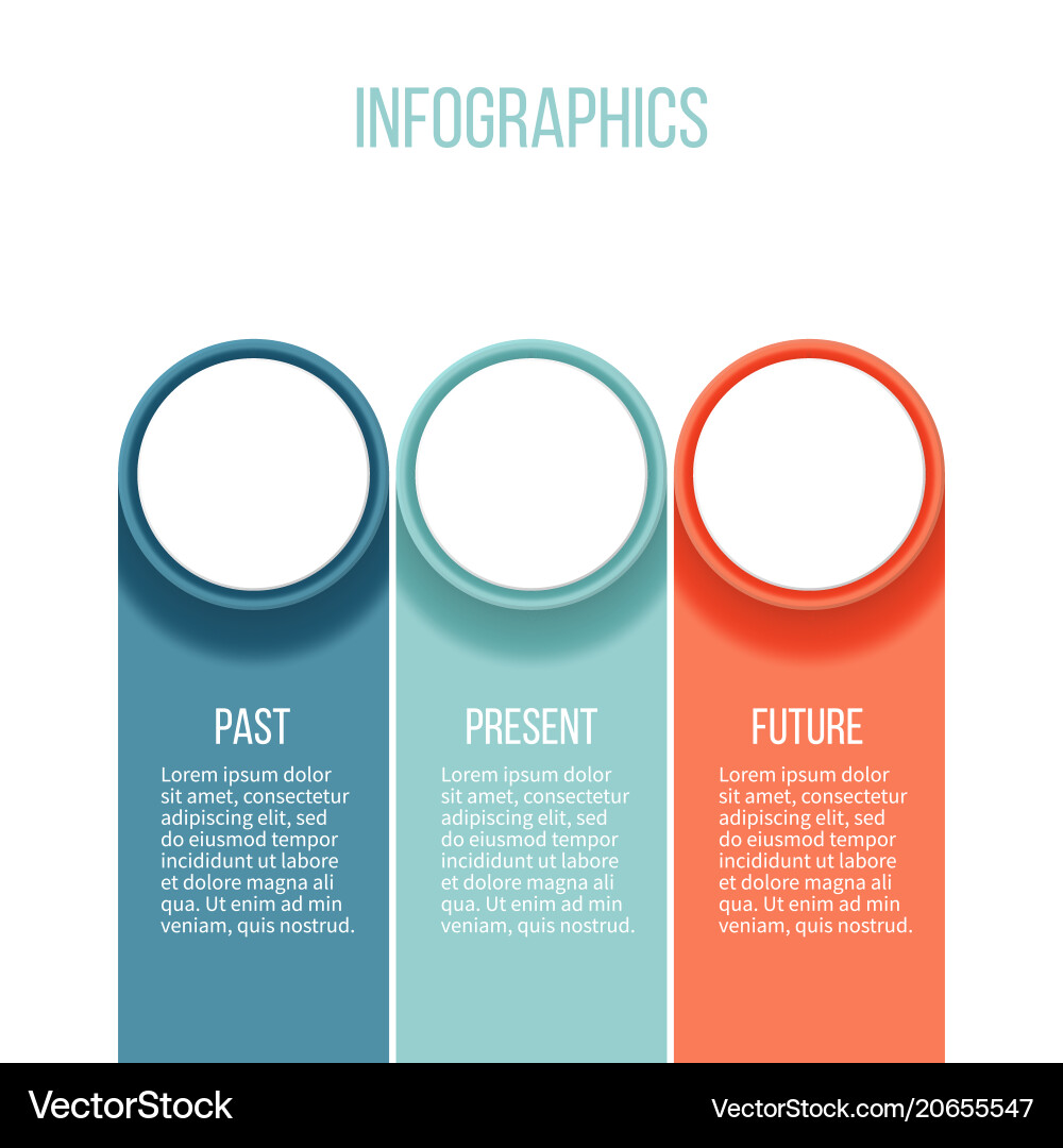 Business infographics timeline with 3 steps Vector Image