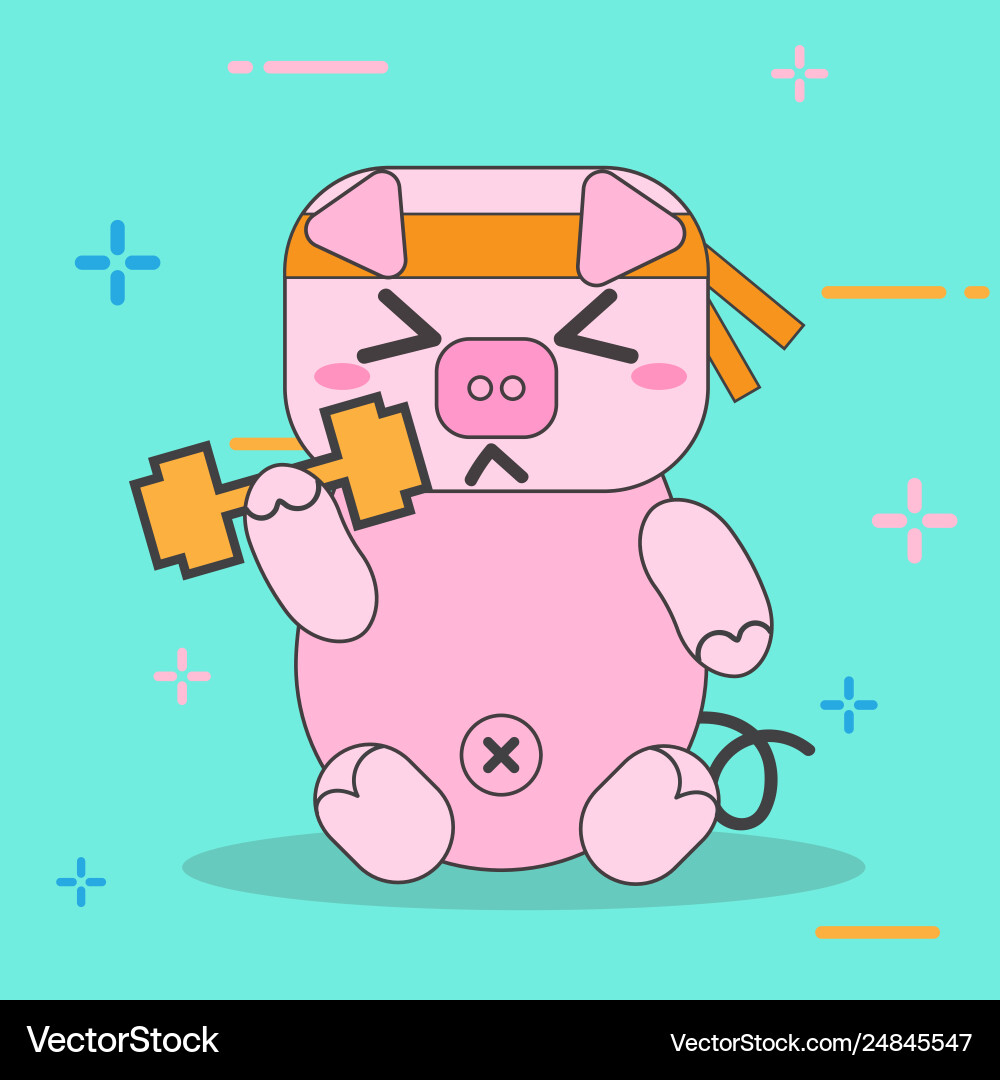Cartoon pink pigs exercise character cute Vector Image