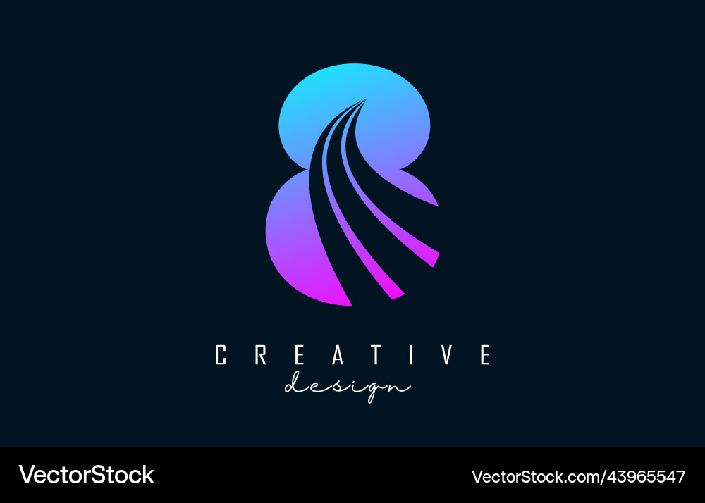 Colorful creative number 8 logo with leading Vector Image