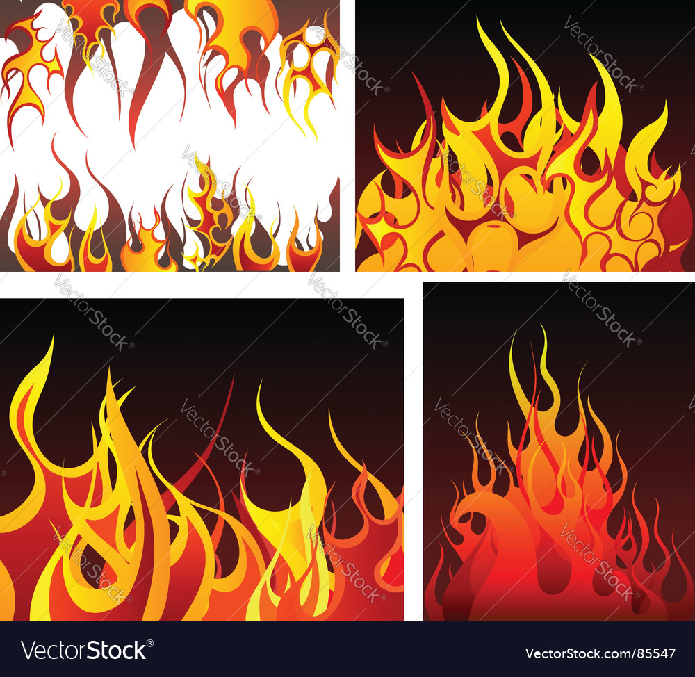 Fire backgrounds set Royalty Free Vector Image