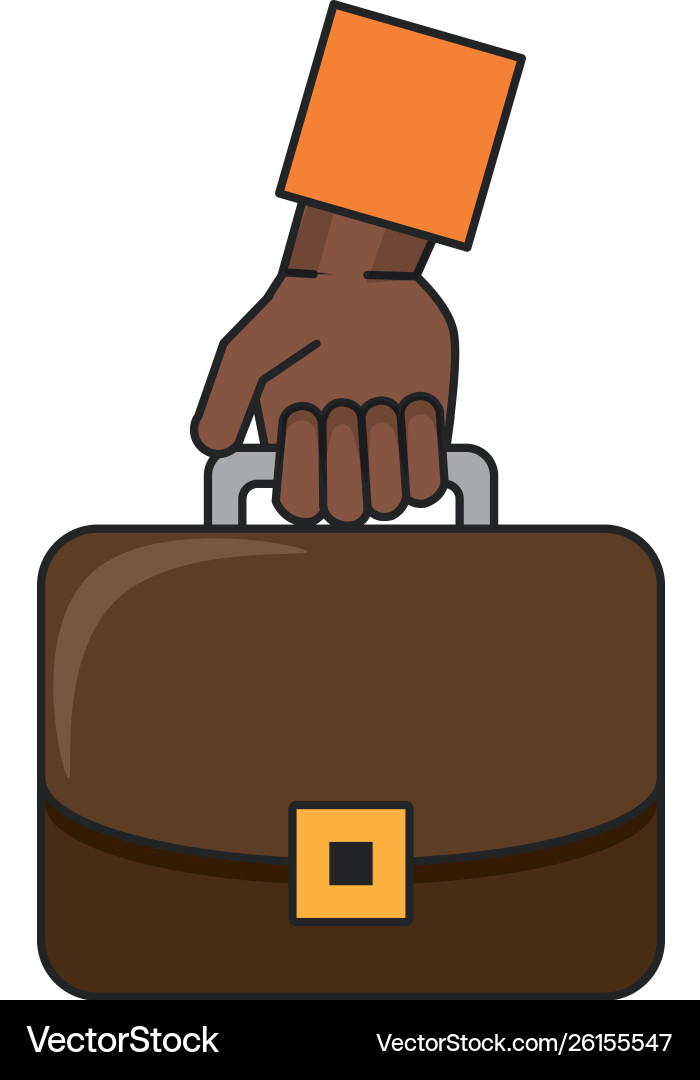 Hand with business briefcase symbol isolated Vector Image
