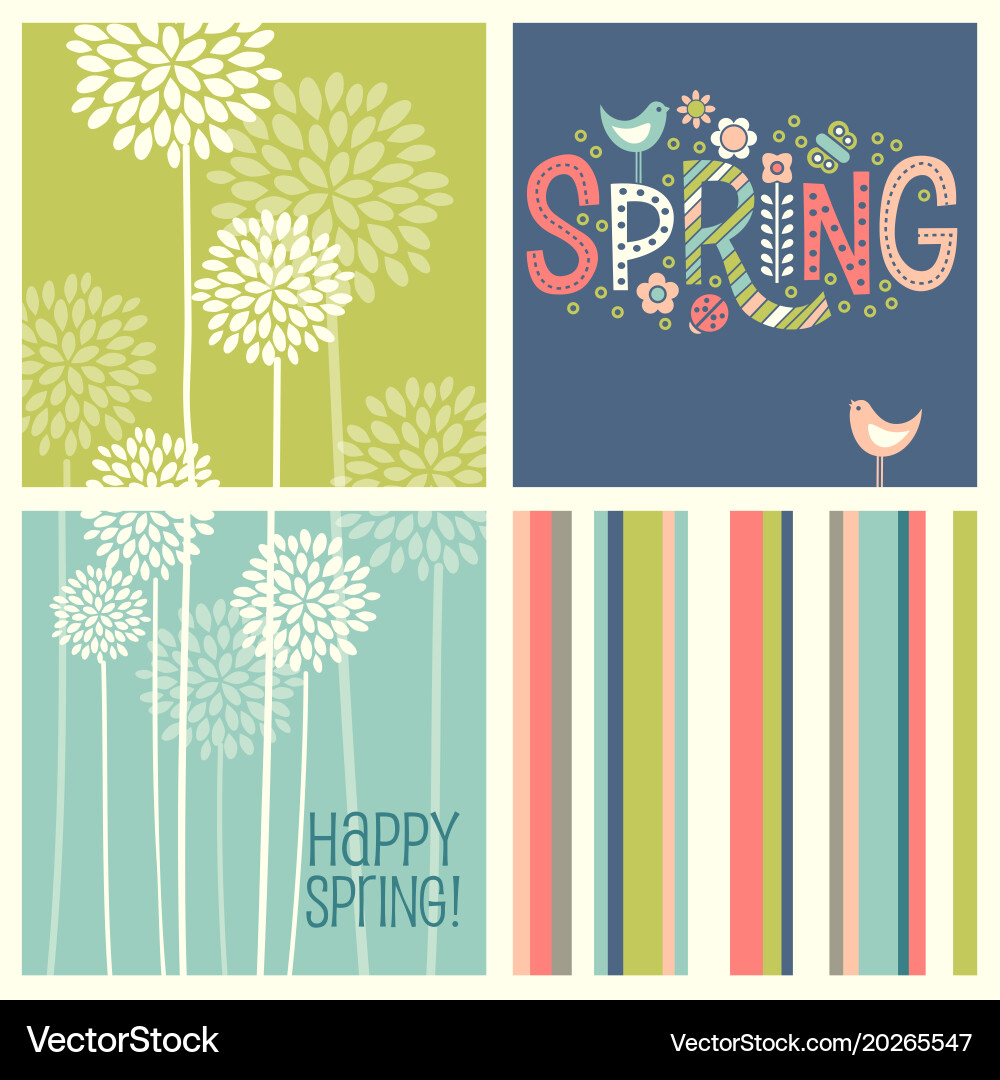 Retro spring flowers doodles and stripes Vector Image