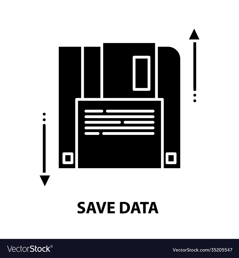 Save data icon black sign with editable Royalty Free Vector