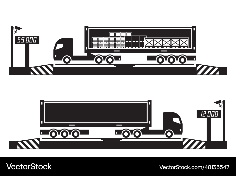 Truck at weighbridge scale Royalty Free Vector Image
