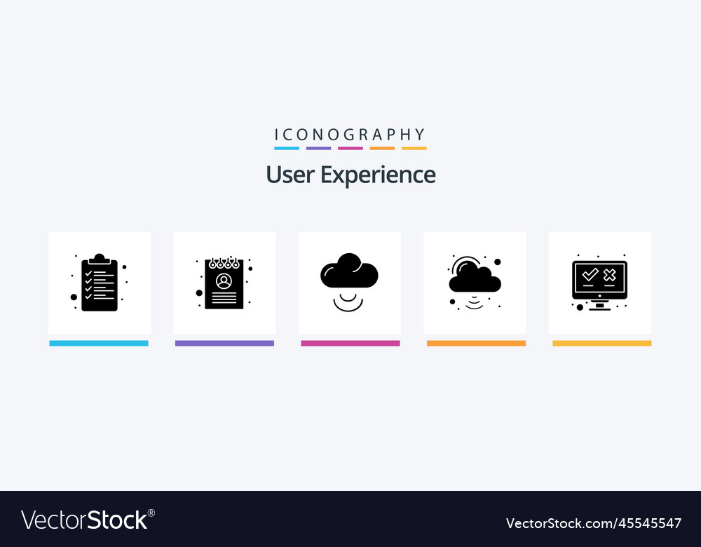 User experience glyph 5 icon pack including media Vector Image