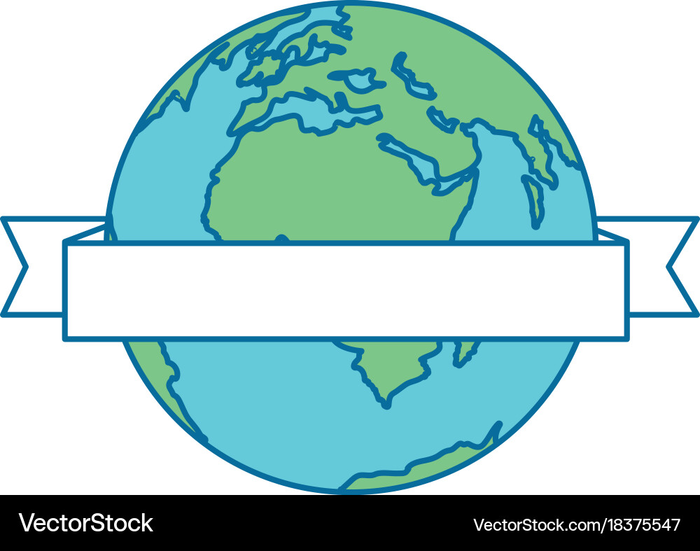 World planet earth with ribbon Royalty Free Vector Image