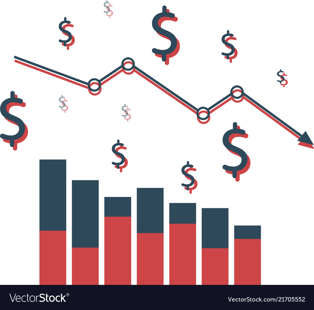 Arrow decrease icon dollar money fall down symbol Vector Image