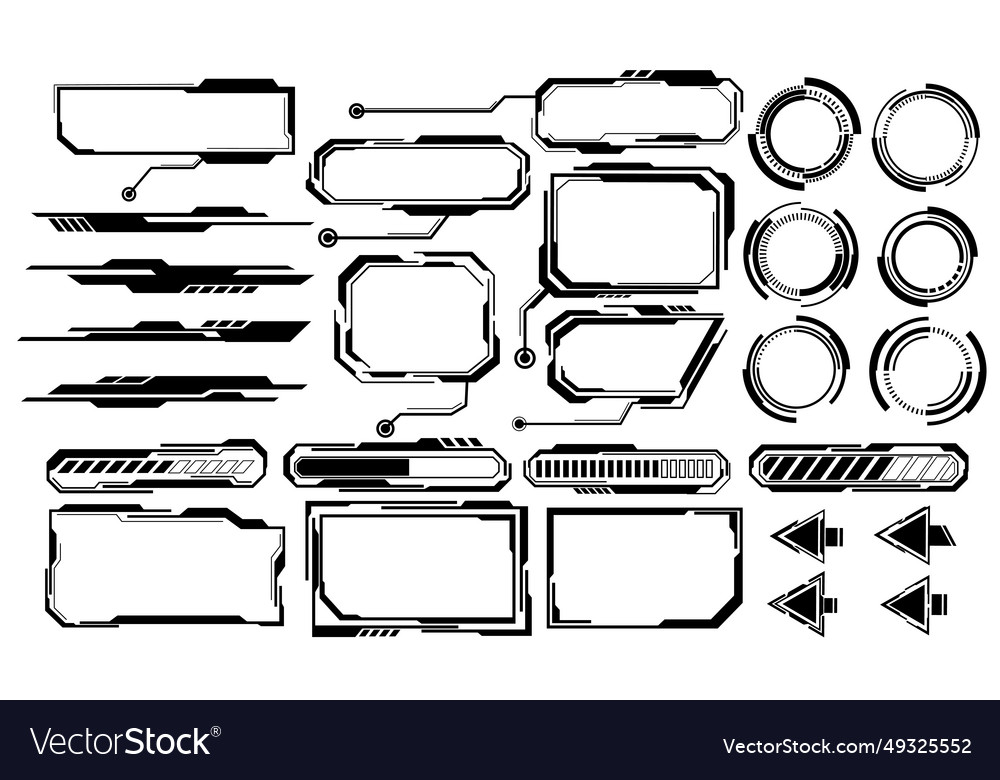 Black line cyber interface elements holographic Vector Image