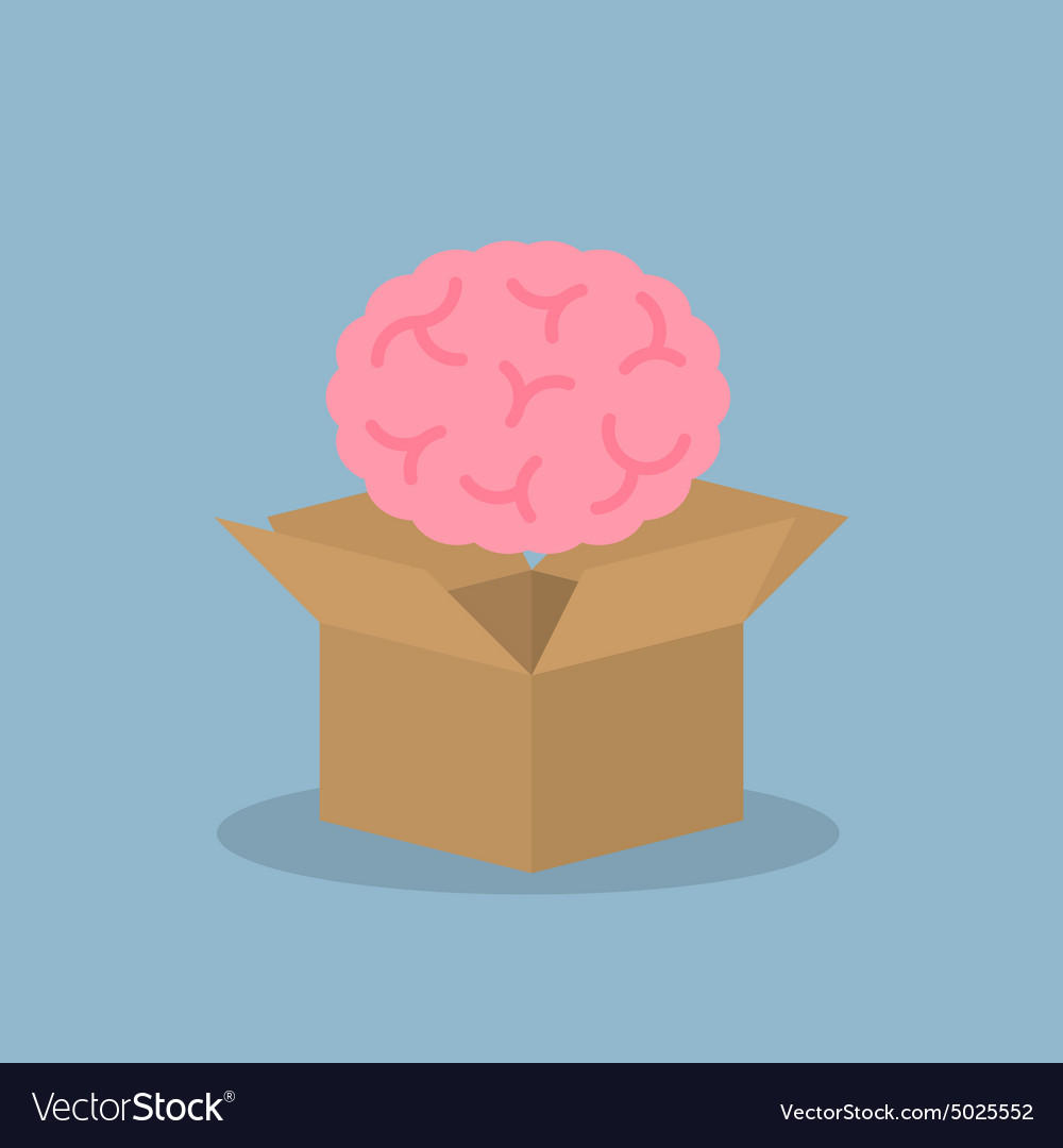 Brain over opened box Royalty Free Vector Image