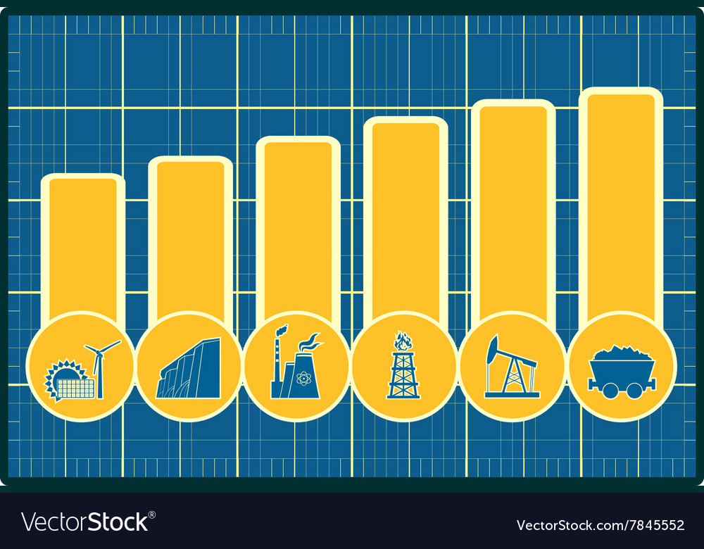 Energy and power icons set on chart diagram Vector Image