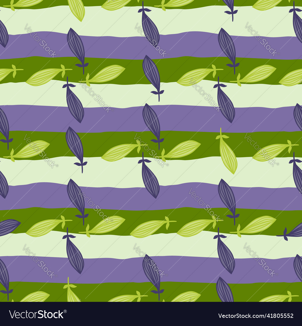 Exotic Outline Leaves Seamless Pattern Nature Vector Image