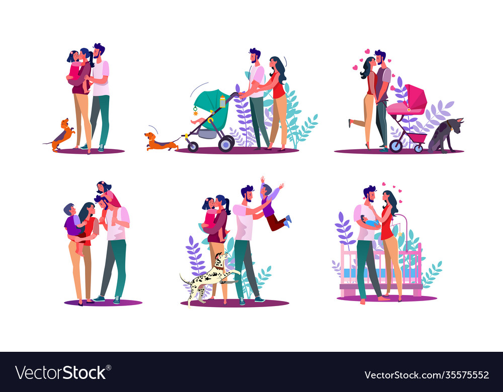 Happy family set Royalty Free Vector Image - VectorStock