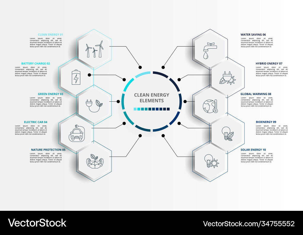 Infographic clean energy template icons Royalty Free Vector