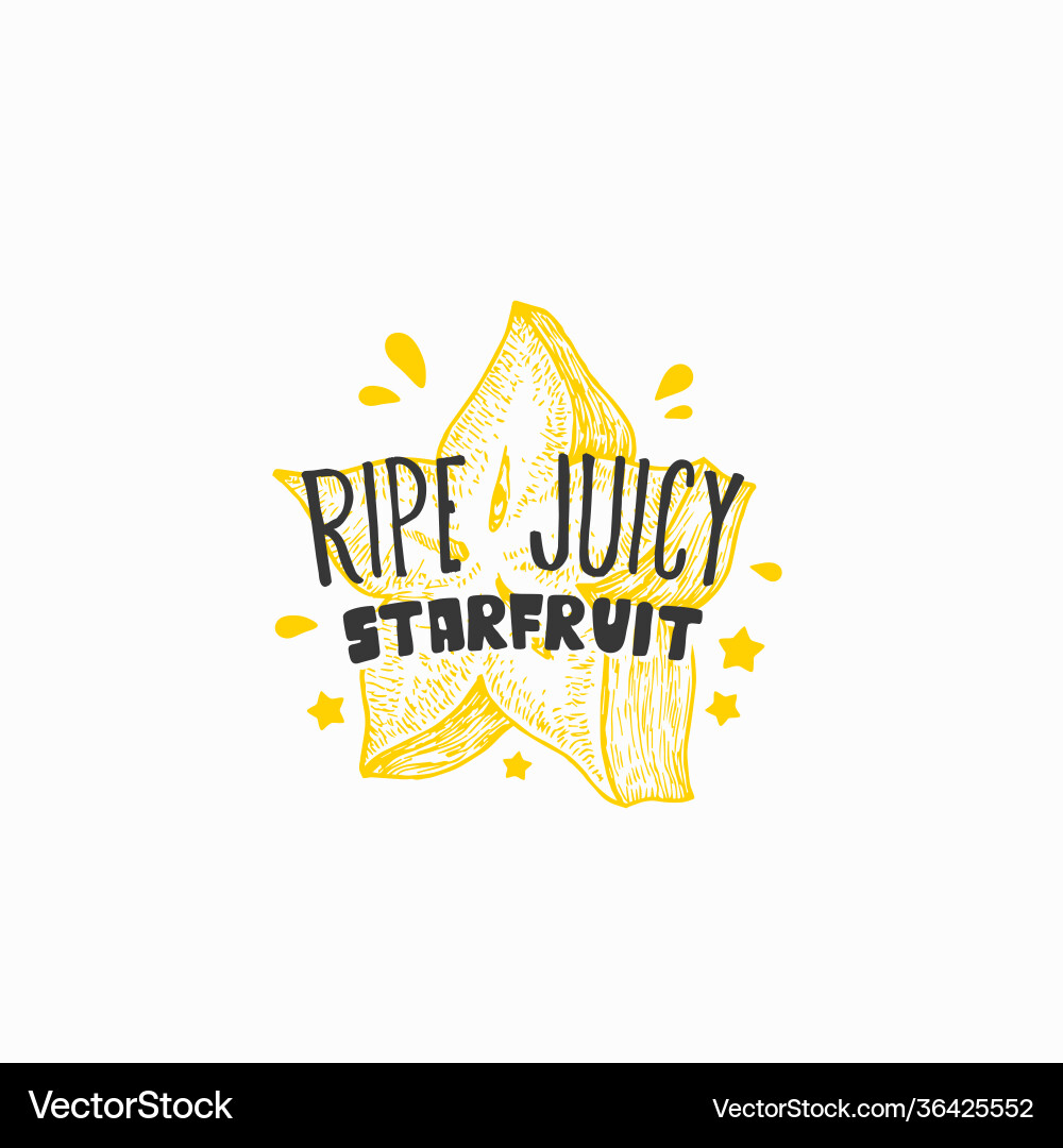 Juicy fresh starfruit badge label or logo Vector Image