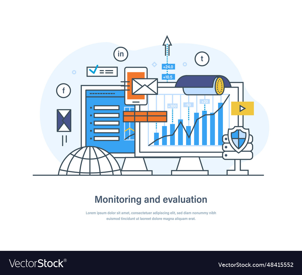 Monitoring and evaluation process management Vector Image
