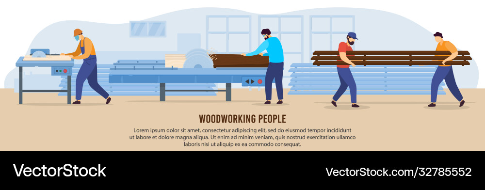 People woodworking cartoon Royalty Free Vector Image