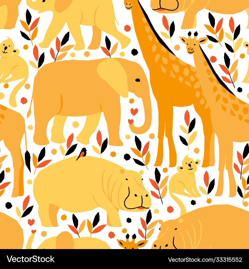 Seamless pattern with wild animals african safari Vector Image