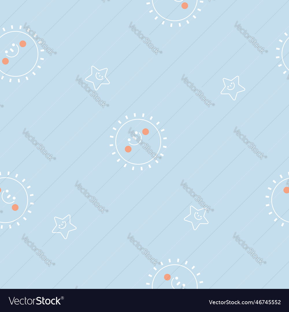 Seamless sun and star repeat pattern background Vector Image