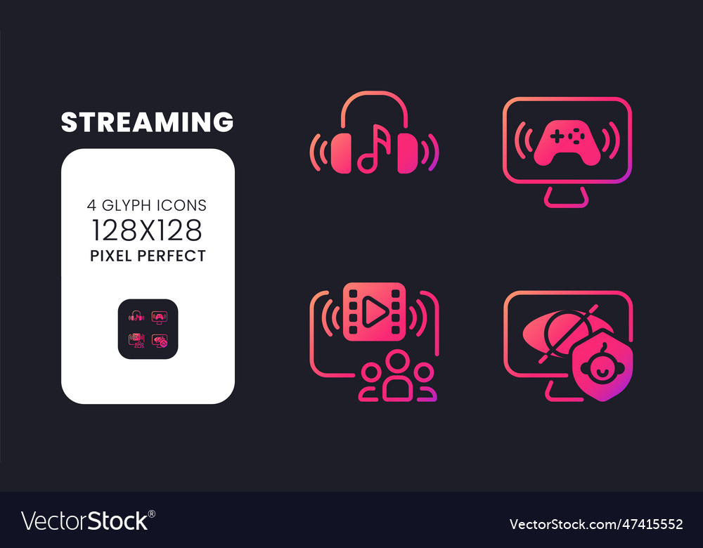 Streaming pink solid gradient desktop icons Vector Image