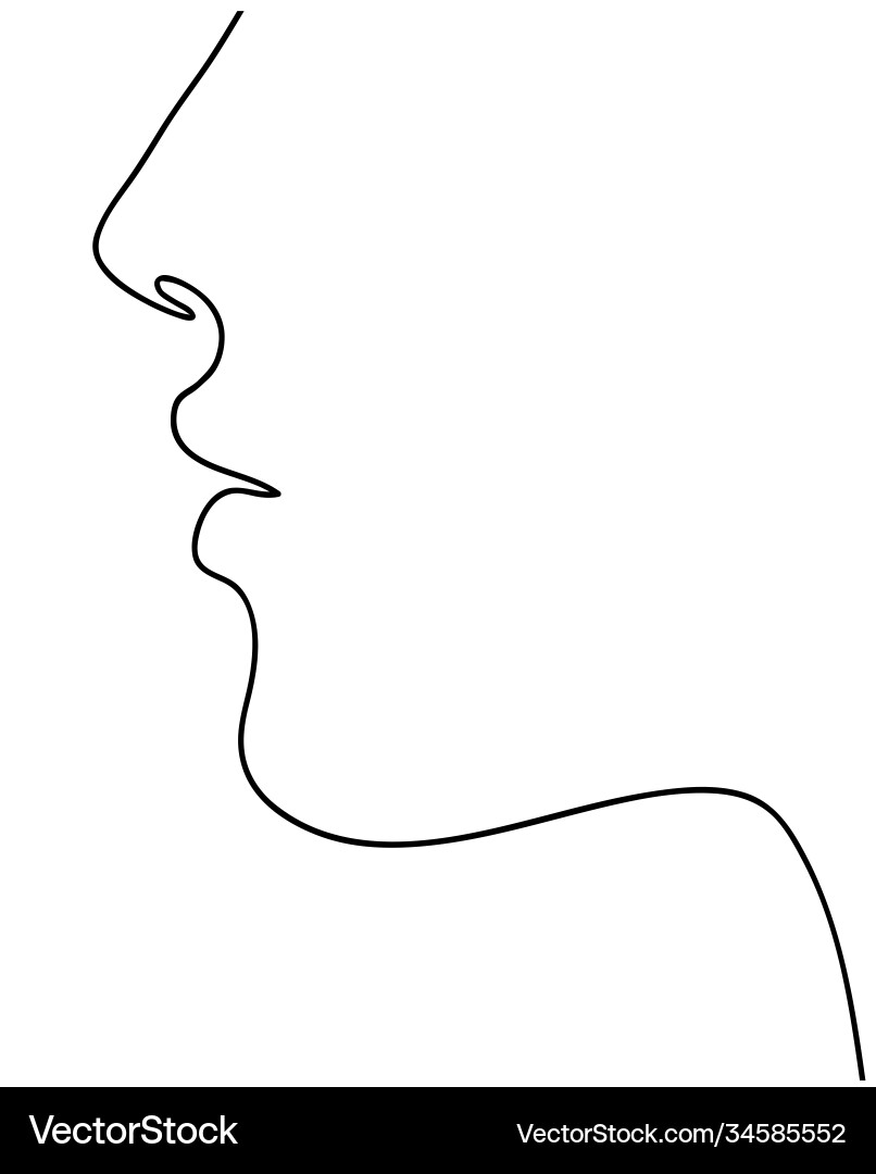 Woman profile continuous line art drawing Vector Image